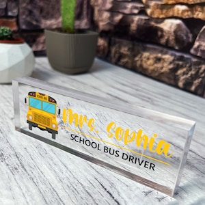 Personalized School Bus Driver Desk Name Plate, School Bus Driver ...