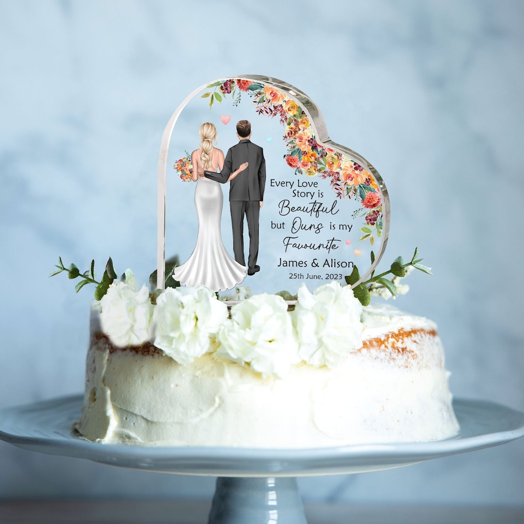 Personalized Acrylic Wedding Cake Topper Bride and Groom With - Etsy