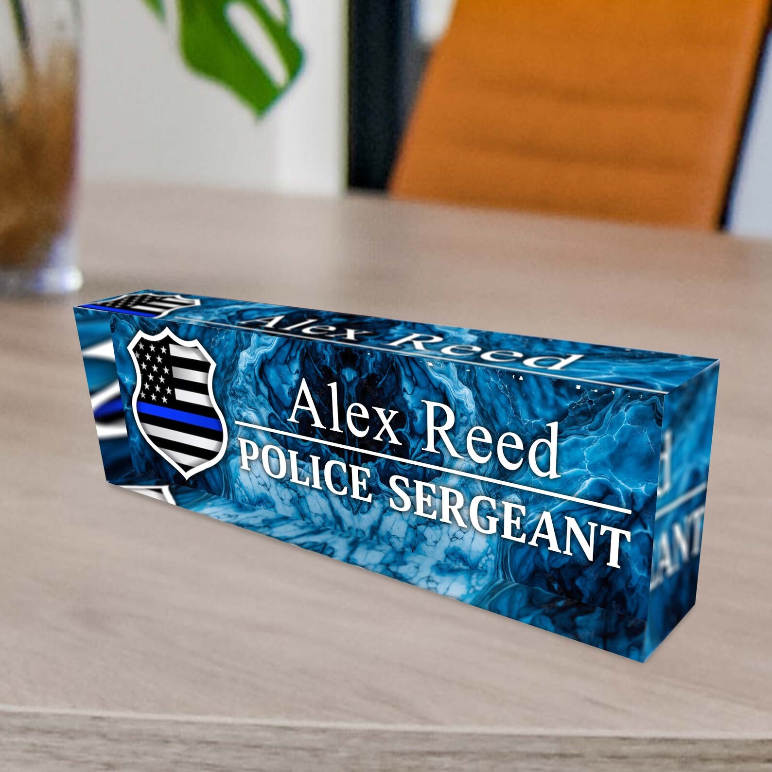 Personalized Police Officer Acrylic Office Desk Name Plate, Chief of ...