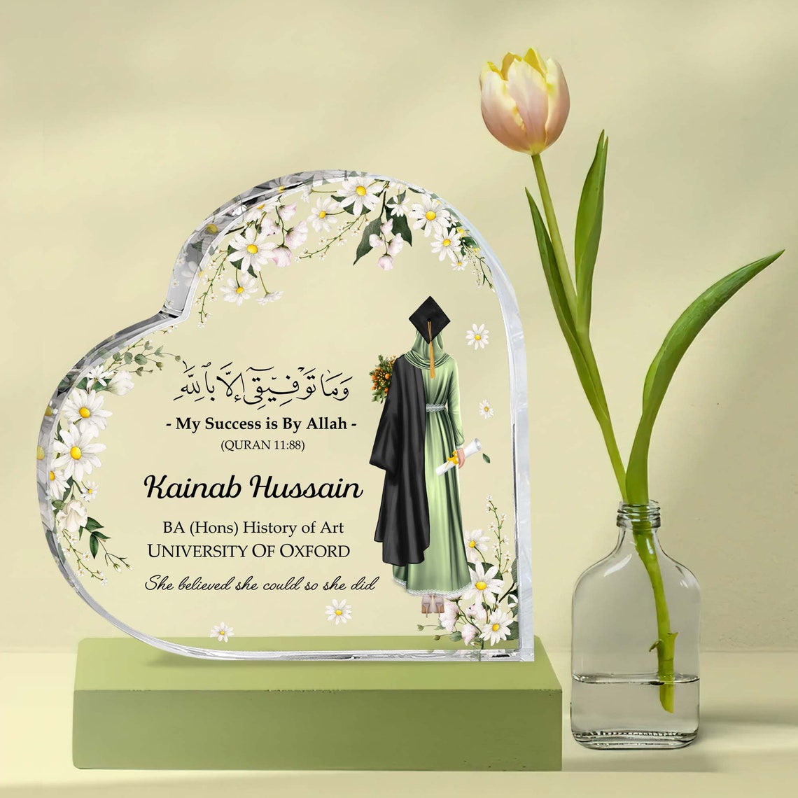Personalized Muslim Graduation Print Heart Acrylic Plaque, Muslim ...