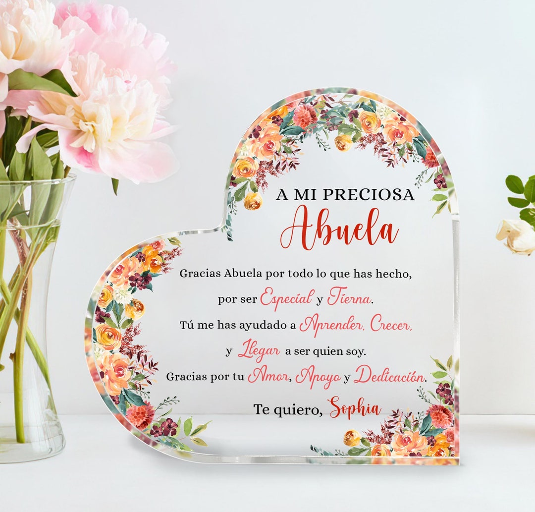 Personalized Spanish Abuela Gift for Grandma Heart Acrylic Plaque ...