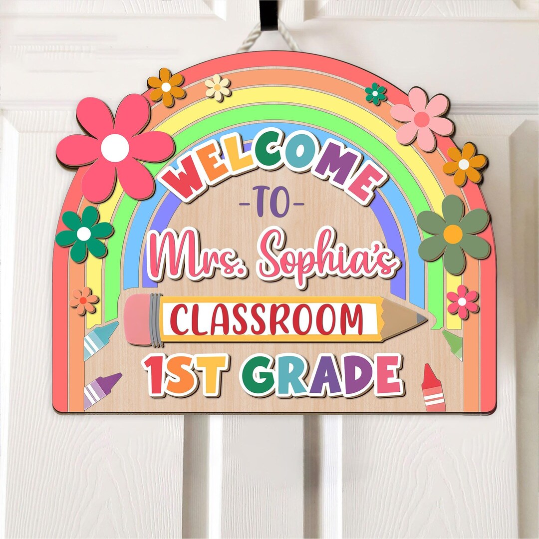 Personalized Teacher Door Sign, Welcome Back to School Sign, Classroom ...