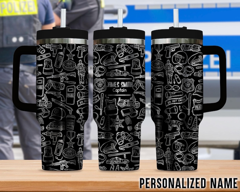 Personalized Police 40oz Engraved Tumbler, Policeman Tumbler Gift, the ...