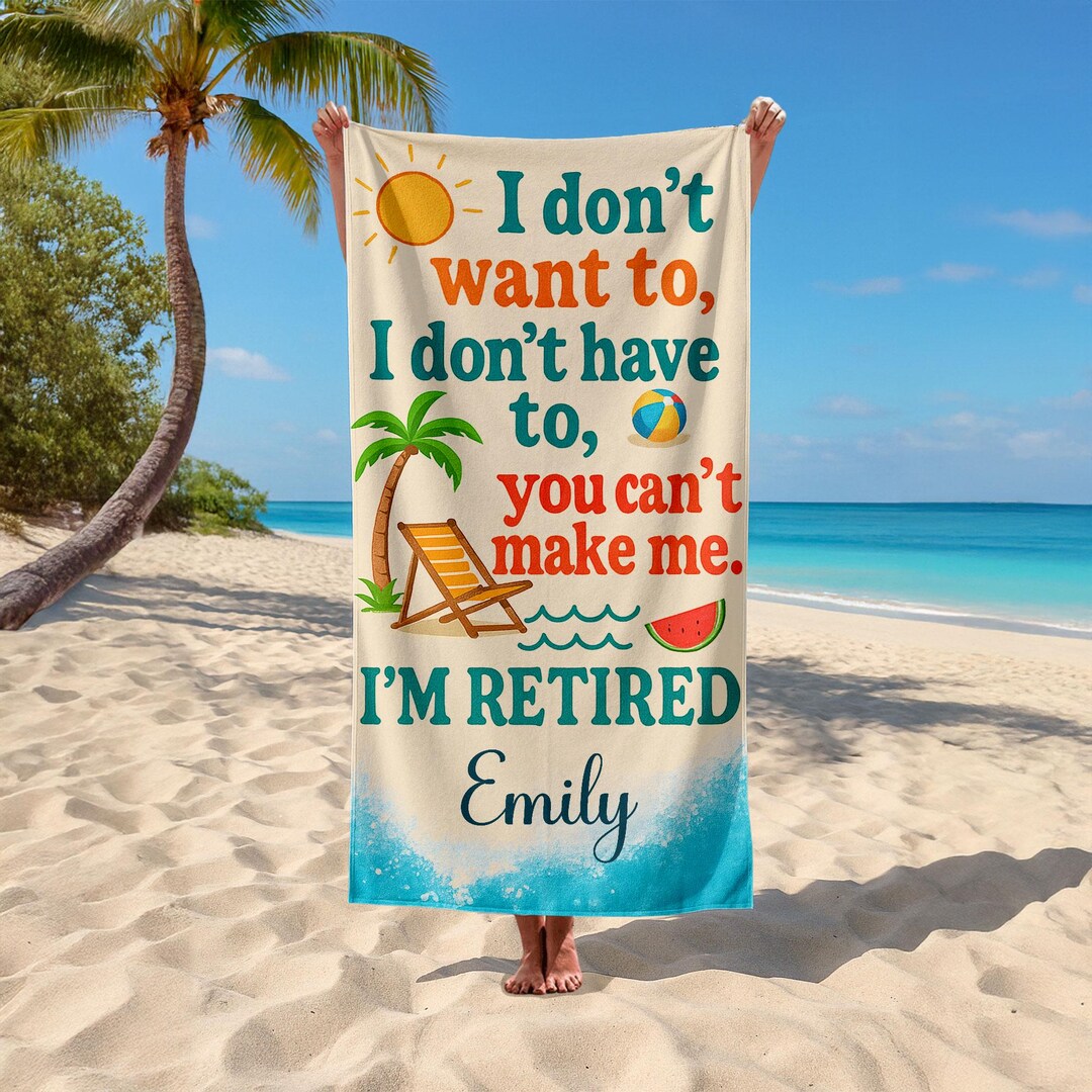 Personalized Funny Retirement Beach Towel, Retirement Trip, Retired and ...