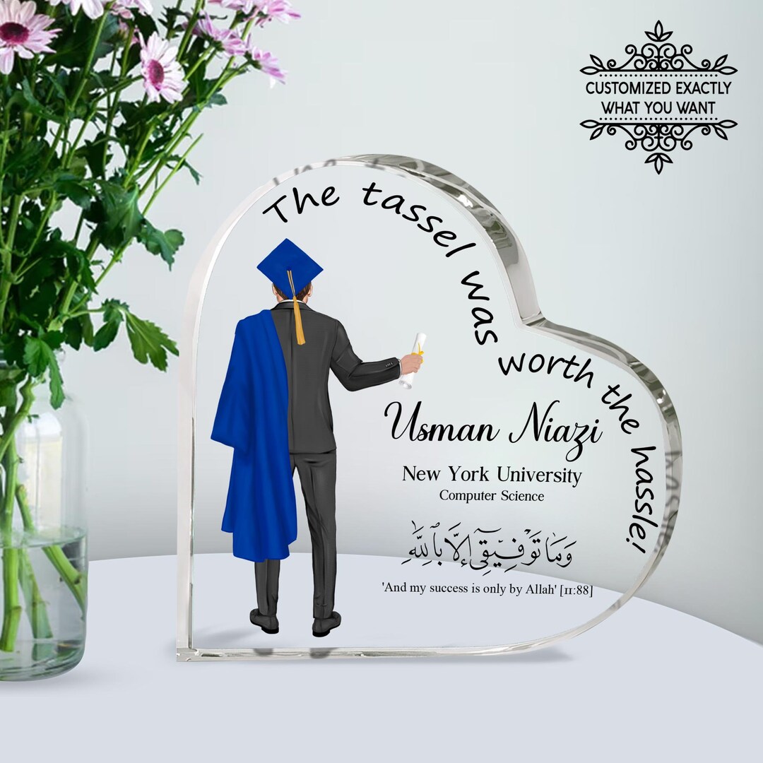 Personalized Male Muslim Graduation Print Heart Acrylic - Etsy