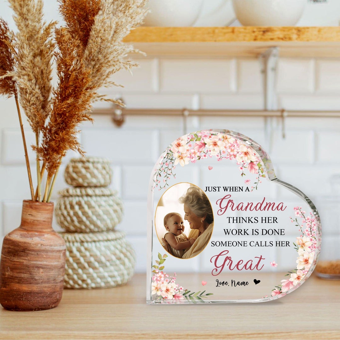 Personalized Photo Heart Acrylic Plaque for Great Grandma, Great ...