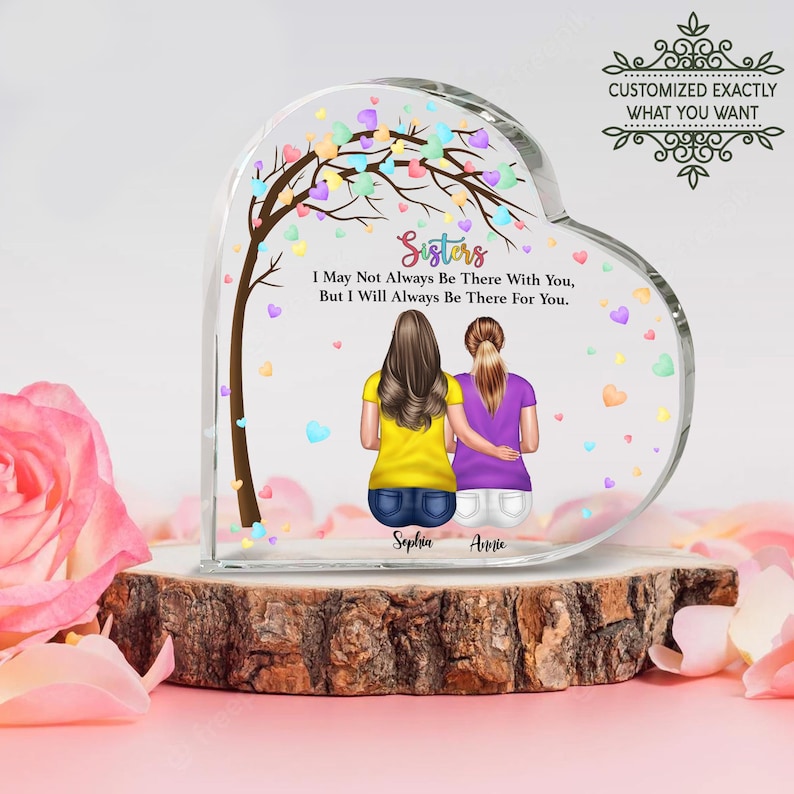 Personalized Sisters Portrait Heart Acrylic Plaque Sister - Etsy