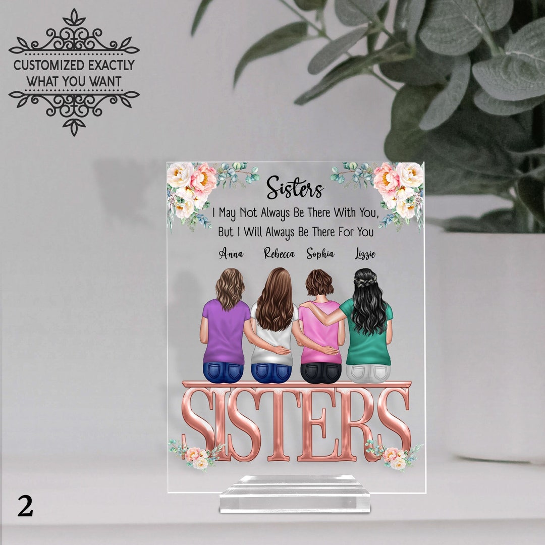 Personalized Sisters Portrait Acrylic Rectangle Plaque, Sister Gift ...