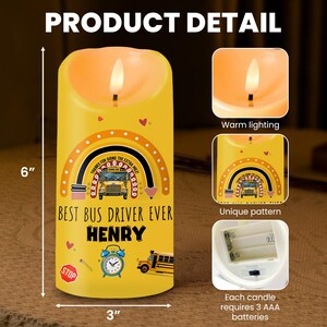 Personalized School Bus Driver LED Light Candle, Custom Bus Driver Gift ...