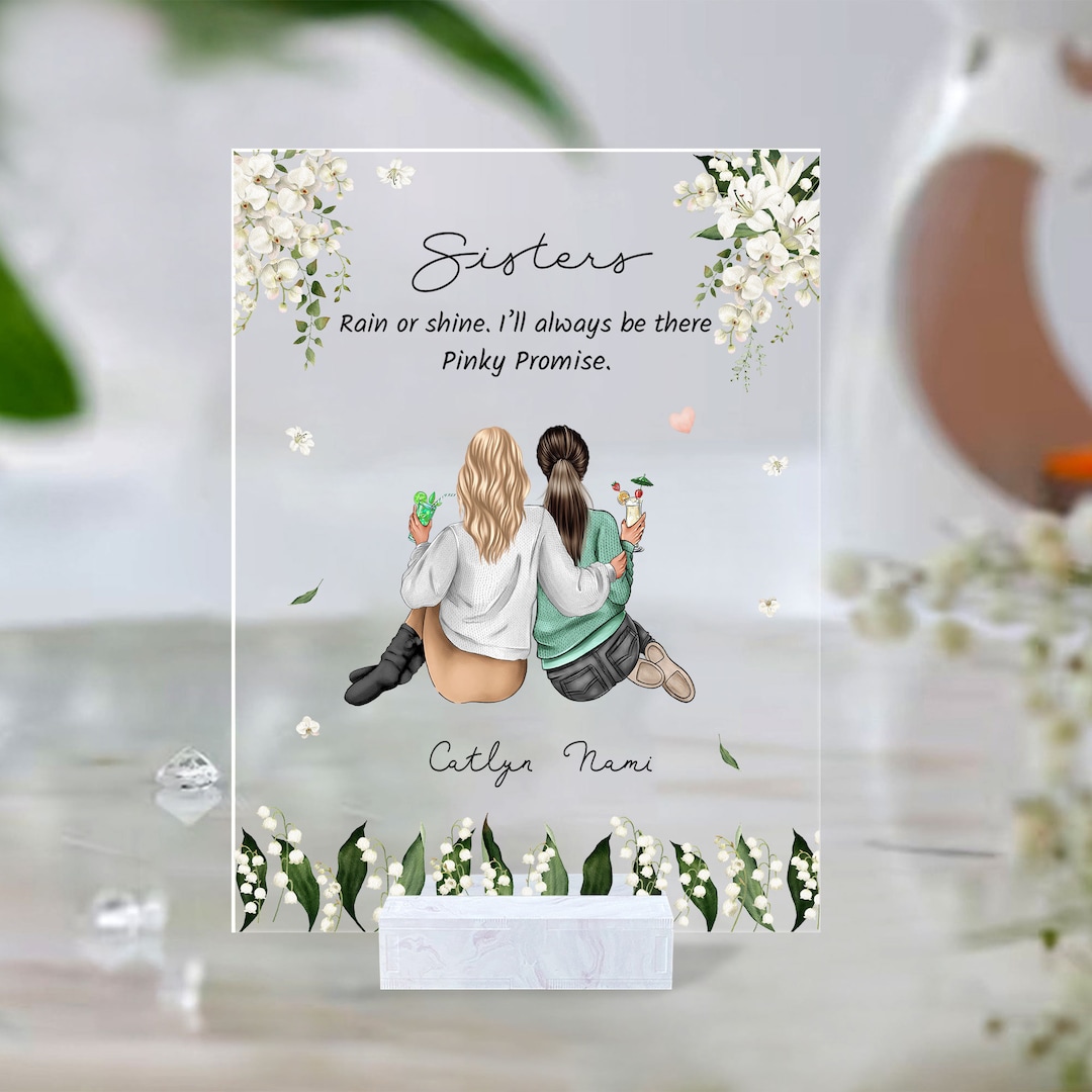 Personalized Sisters Portrait Acrylic Rectangle Plaque, Sister Gift ...