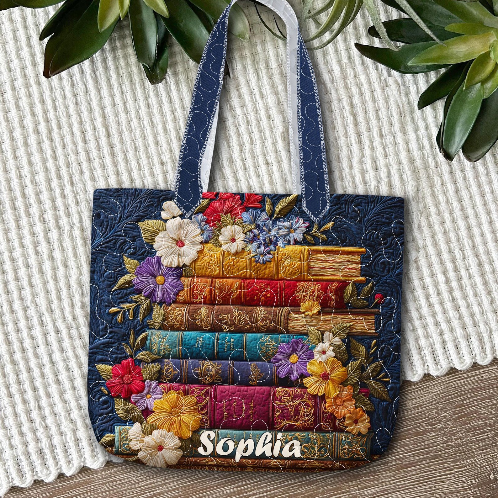 Personalized Book Lover Quilt Tote Bag, Reading Lover Bags, Bookish ...