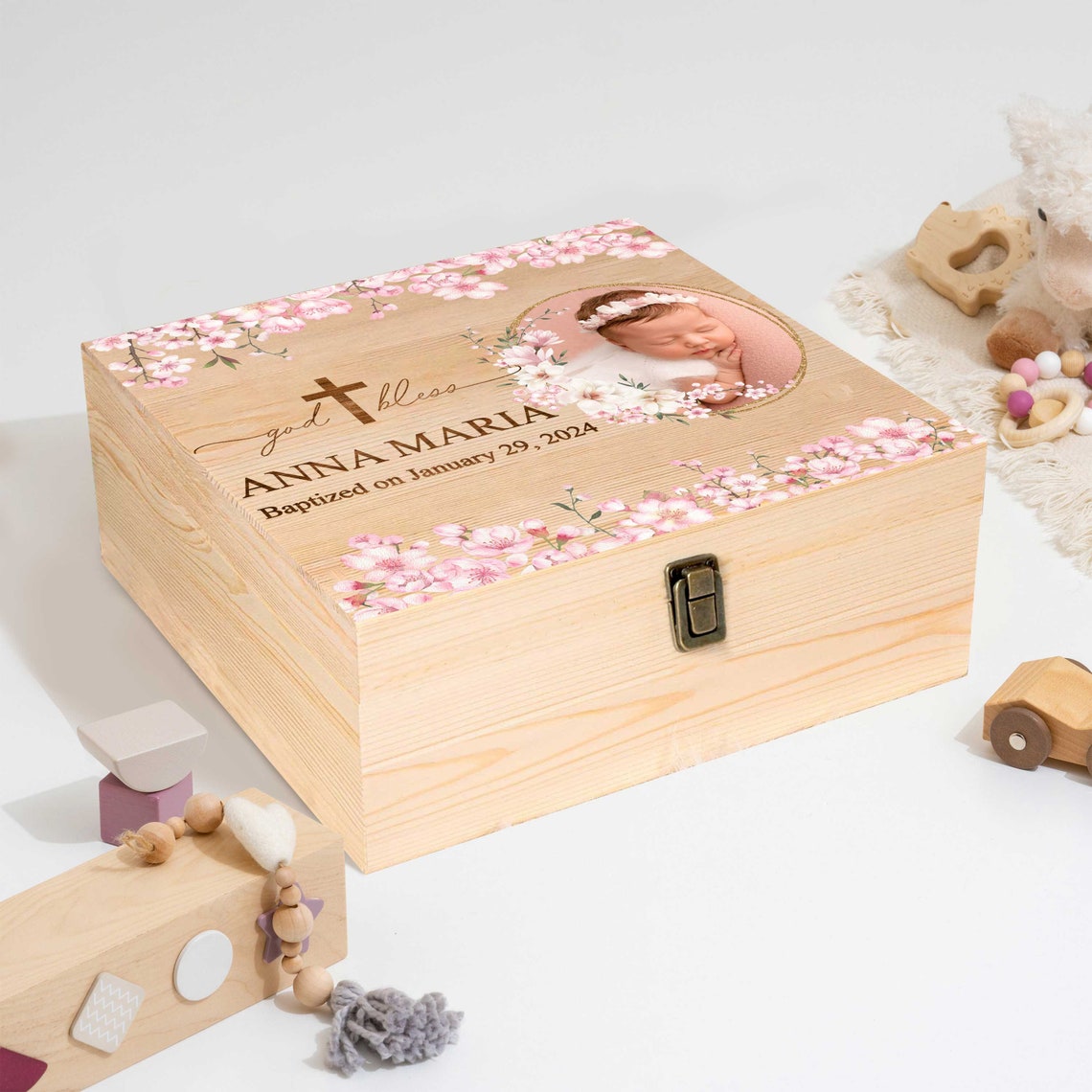 Personalized Baptism Memory Keepsake Box, Baptism Gifts for Godson ...