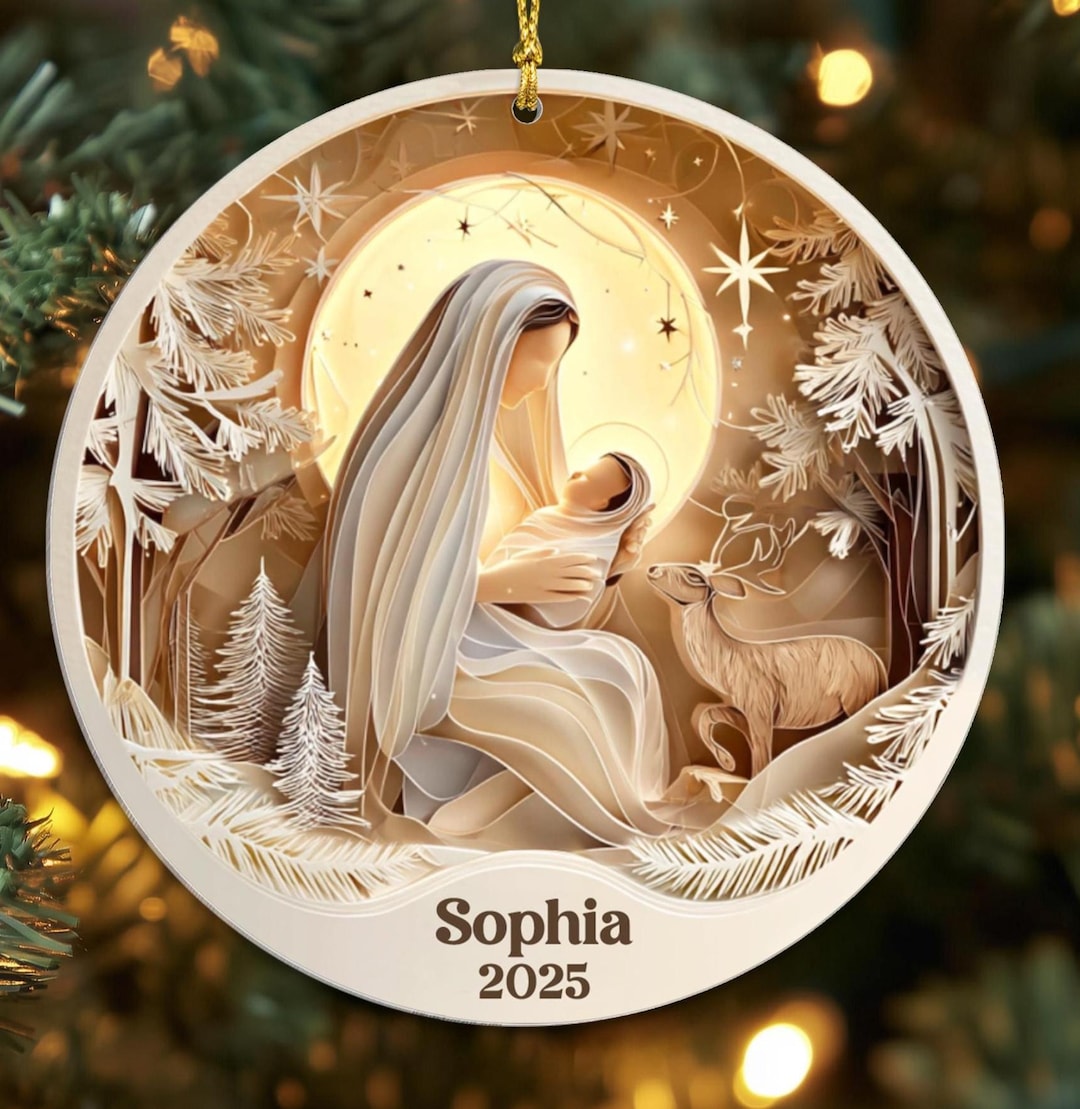 Personalized 2D Flat Nativity Acrylic Ornament 2025, Holy Family ...