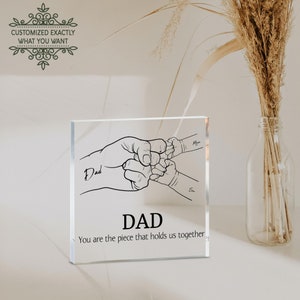 Personalized Name Dad and Kid Fist Bump Acrylic Block, Custom Father's ...