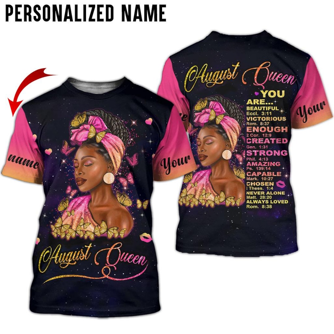 Personalized Name August Birthday Shirt for Black Girl, Birthday Gift ...