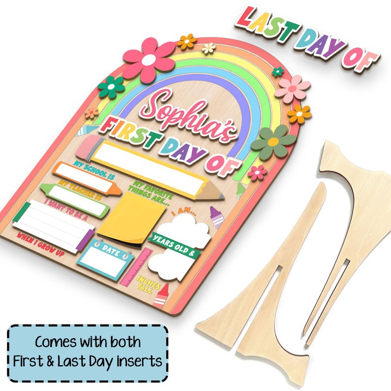 Personalized First & Last Day of School Wooden Reusable School Sign ...