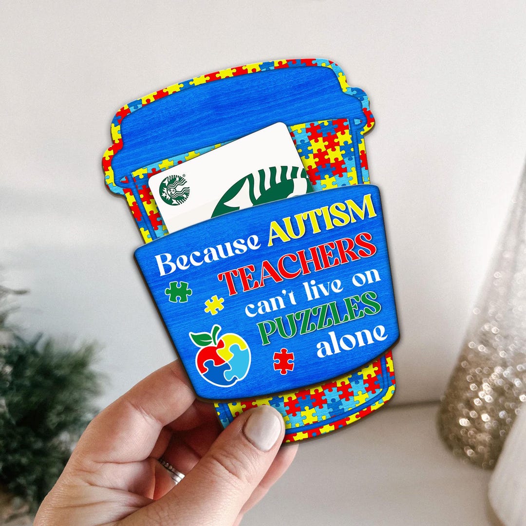 Personalized Thank You for Autism Teacher Coffee Card Holder, Autism ...