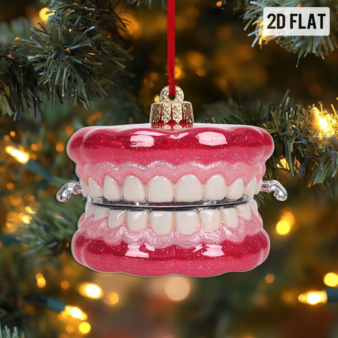 2D FLAT Teeth Dentist Christmas Acrylic Ornament, Wind up Teeth ...