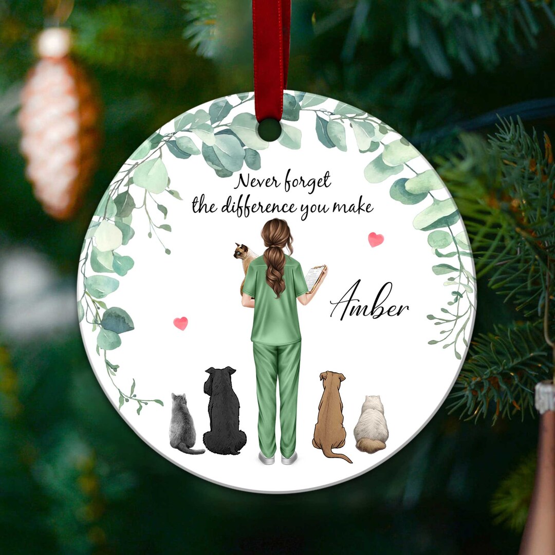 Personalized Vet Print, Vet Gift, Veterinarian Ceramic Circle Ornament ...