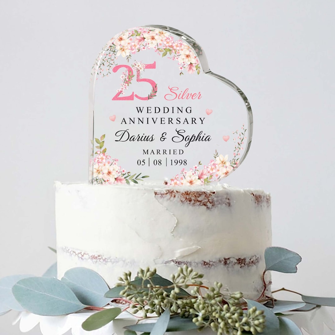 Personalized Wedding Anniversary Cake Topper, 20th, 25th, 30th, 40th ...