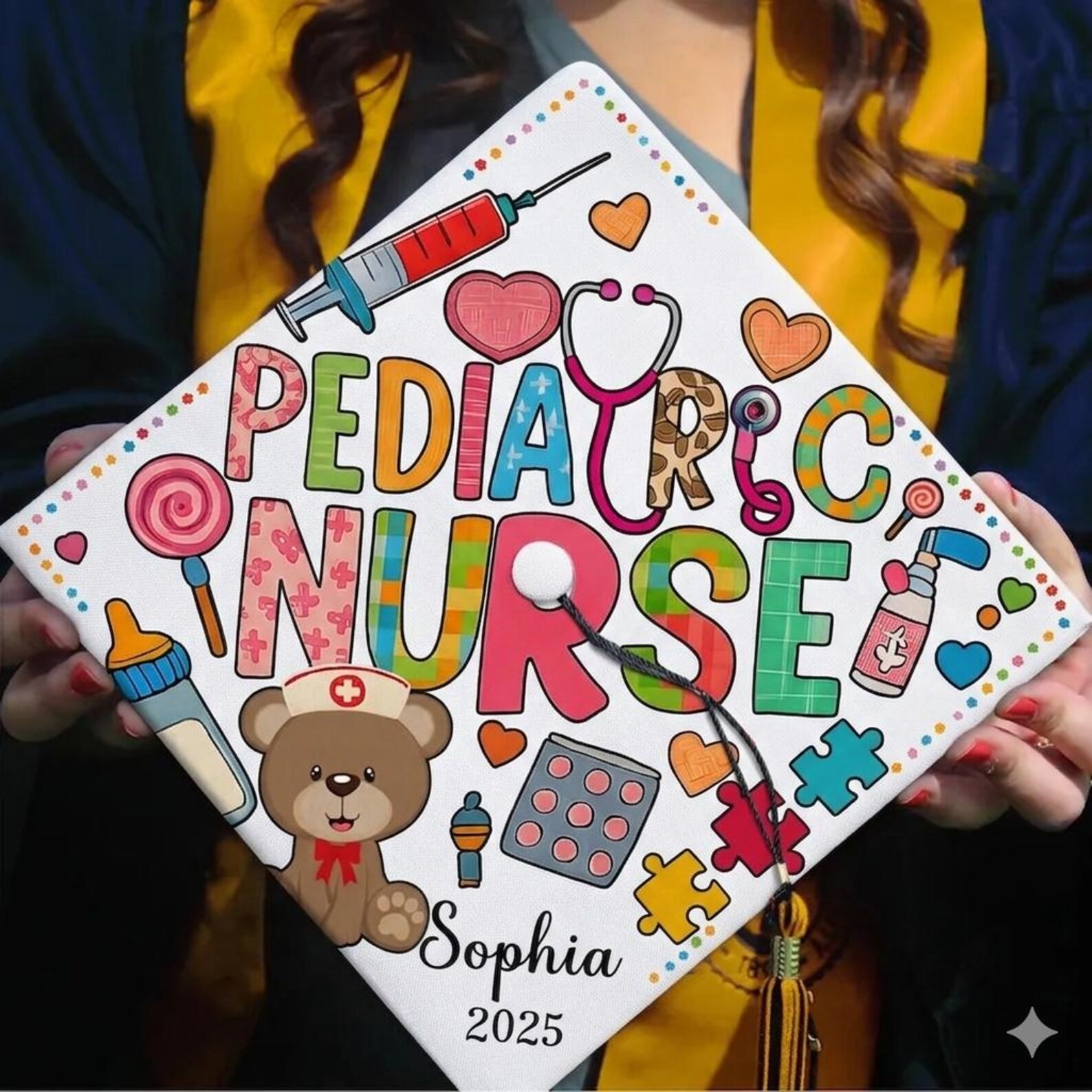 Personalized Pediatric Nurse Graduation Cap Topper, Class of 2025 ...