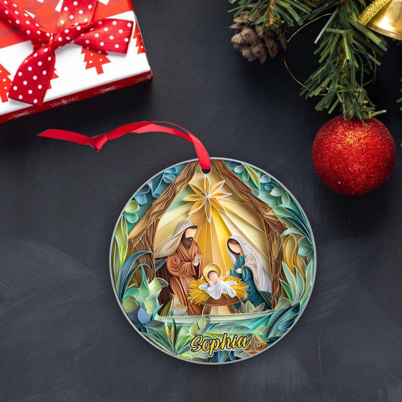 Custom 2D Flat Nativity Scene Christmas Acrylic Ornament, Custom Holy ...