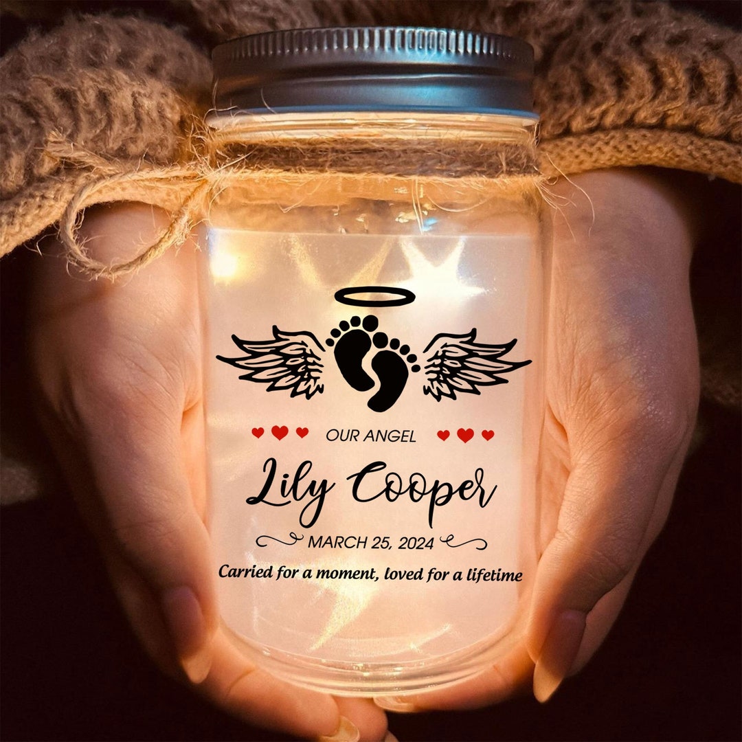 Personalized Baby Memorial 16 Oz Mason Jar Light, Infant Loss Memorial ...