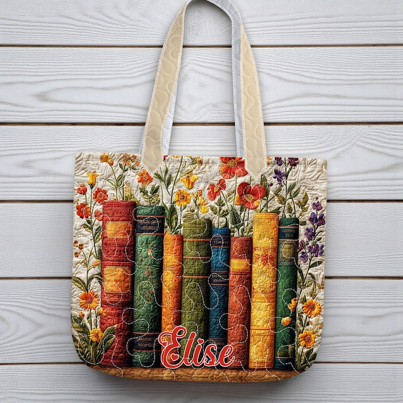 Quilted Library Tote Bag - Etsy