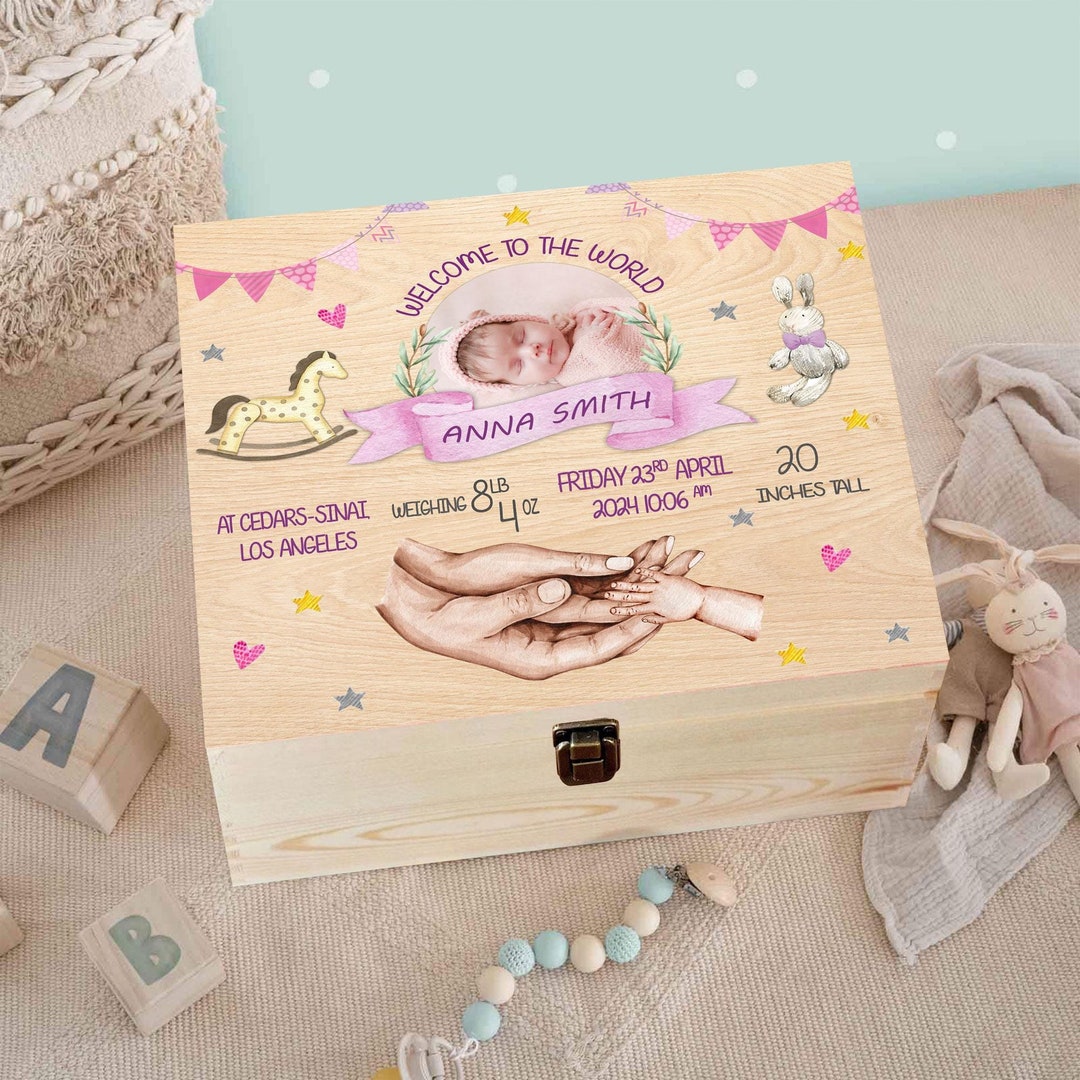 Personalized Baby Memory Keepsake Box, Wooden Keepsake Box for Newborn ...
