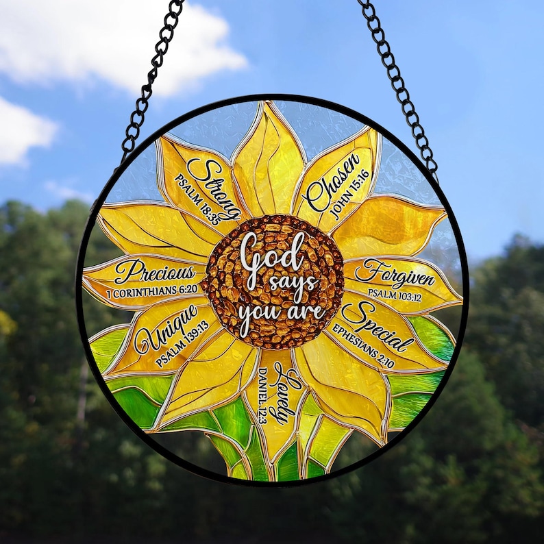 God Says You Are Unique Special Bible Verse Faux Stained Glass ...