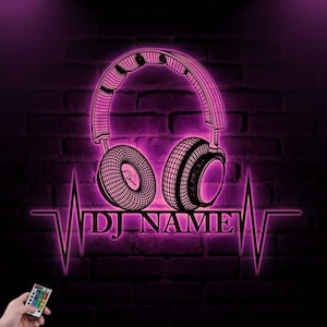 Custom DJ Metal Wall Art With LED Light, DJ Player Metal Sign, Gifts ...