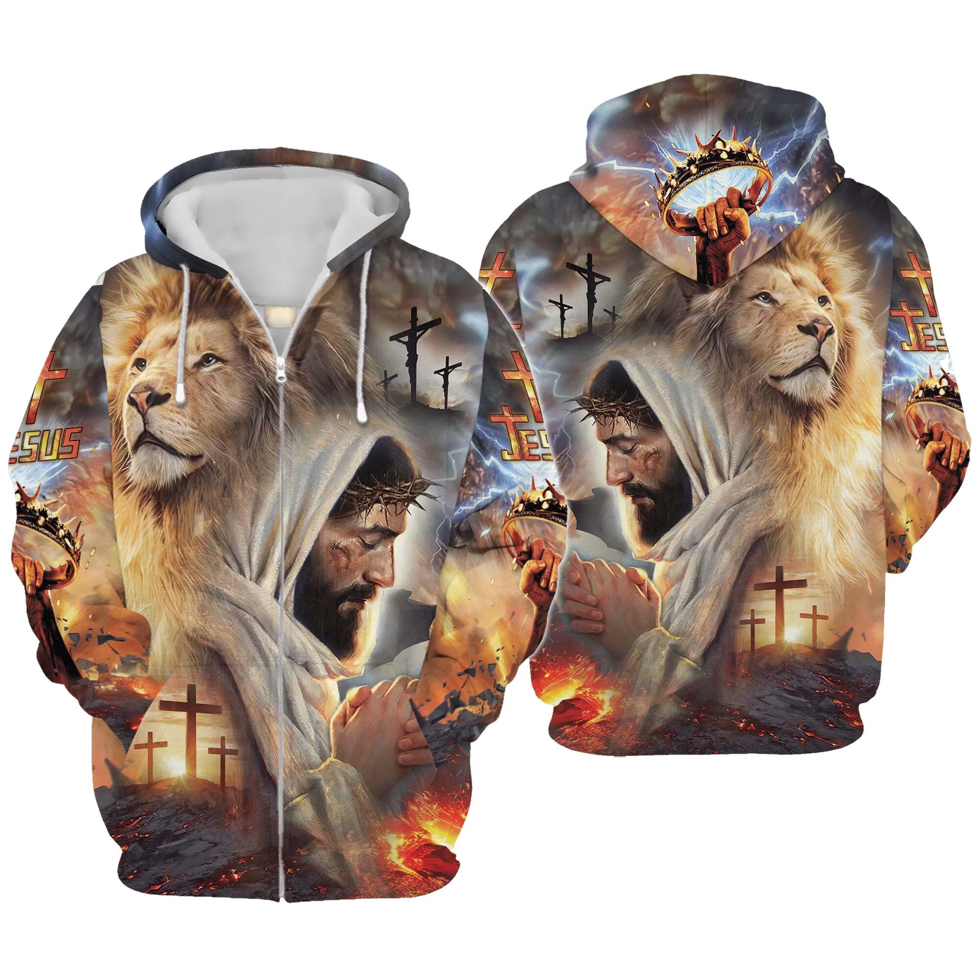 Jesus with lion 3D shirt, Jesus All Over printed 3D T Shirt sold by ...