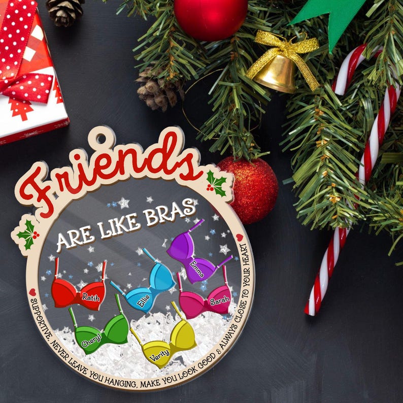 Personalized Friends Are Like Bras Funny Shaker Ornament, Besties ...