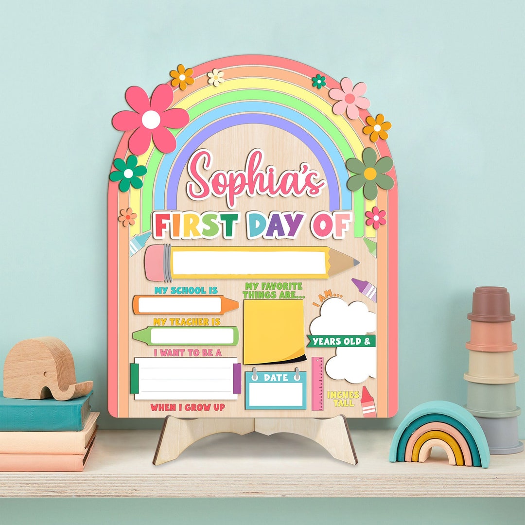 Personalized First & Last Day of School Wooden Reusable School Sign ...