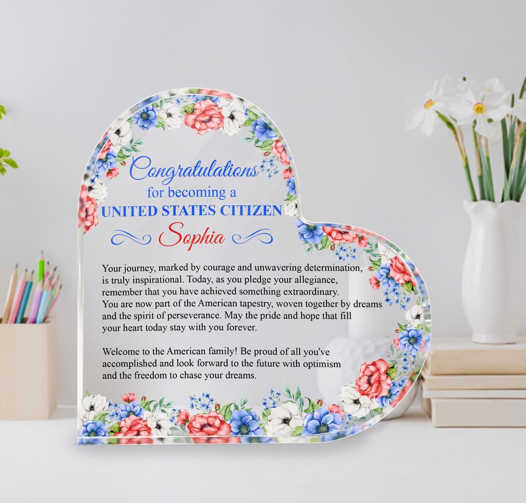 Personalized Congratulation for Being A United State Citizen Heart ...