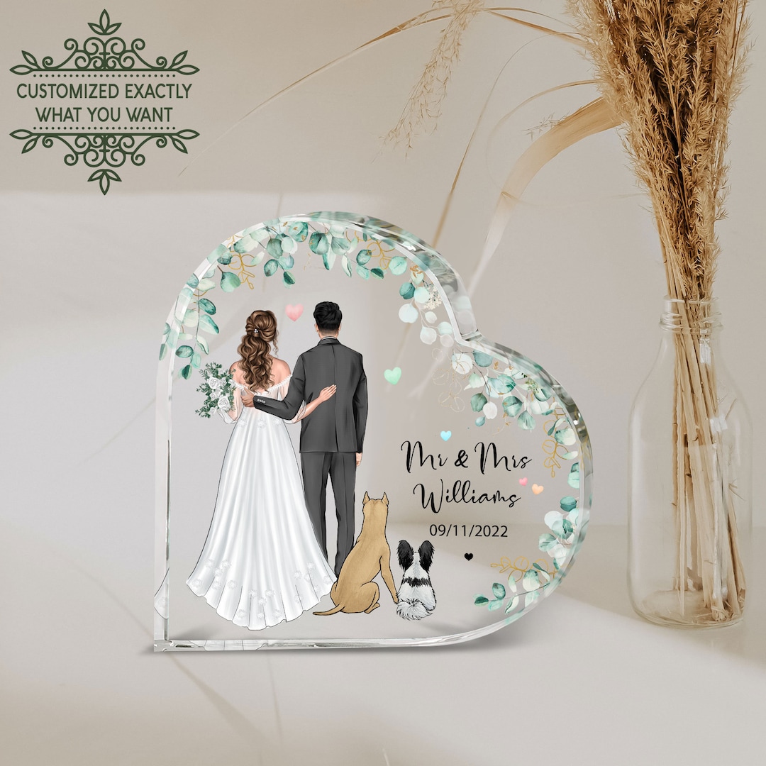 Personalized Bride and Groom Print With Pets Acrylic Plaque - Etsy ...
