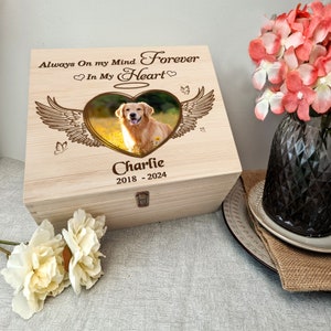 Personalized Pet Memorial Memory Keepsake Box, Wood Memory Box, Custom ...