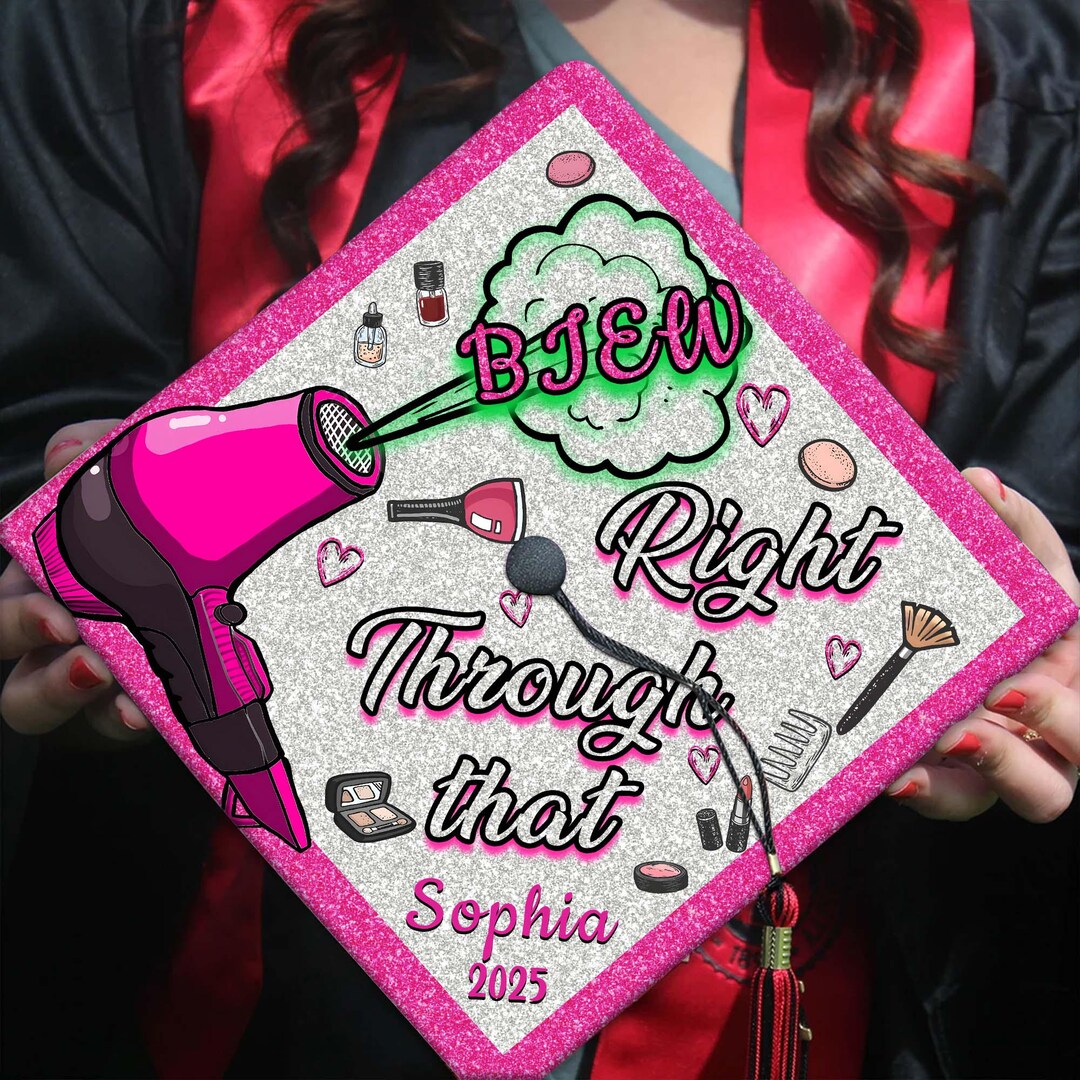 Personalized Cosmetology Graduation Cap Topper, Glitter Hair Stylist ...