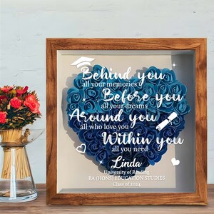 Personalized Graduation Shadow Flower Box, Graduation Gifts, Grad Gifts ...