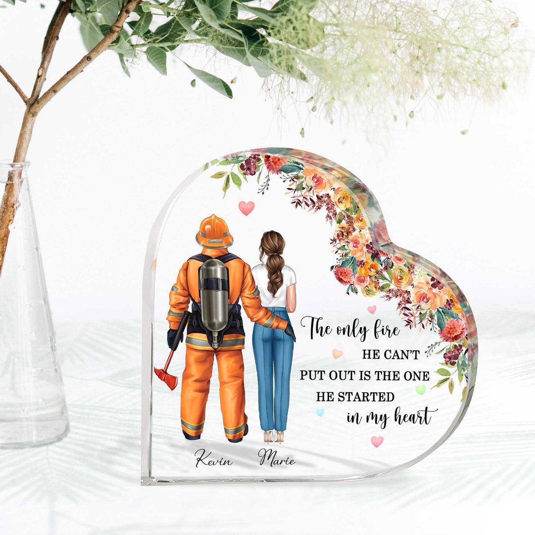Personalized Firefighter Husband and Wife Acrylic Plaque, Valentine ...
