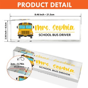 Personalized School Bus Driver Desk Name Plate, School Bus Driver ...