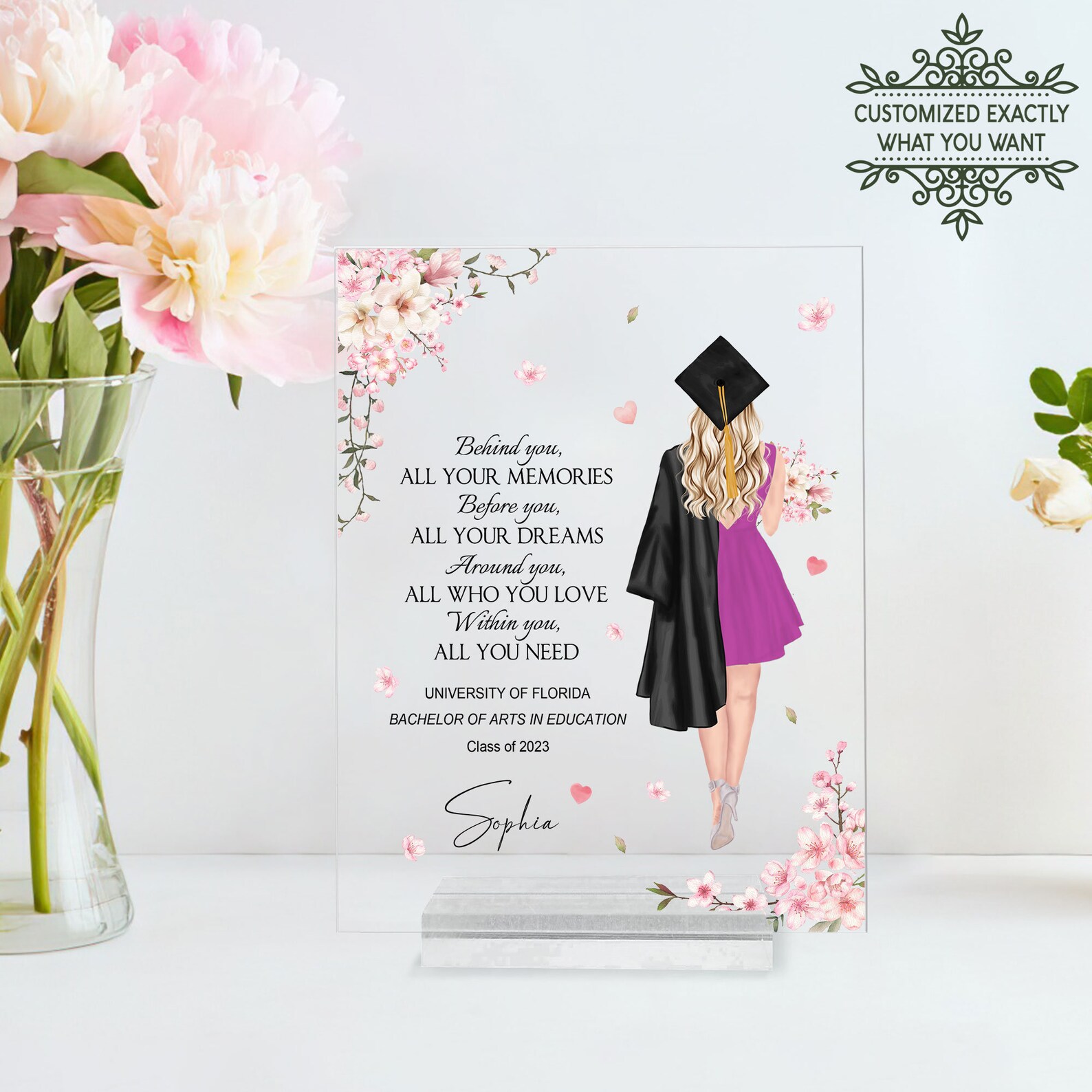 Personalized Graduation Print Rectangle Plaque, Graduation Gift for Her ...