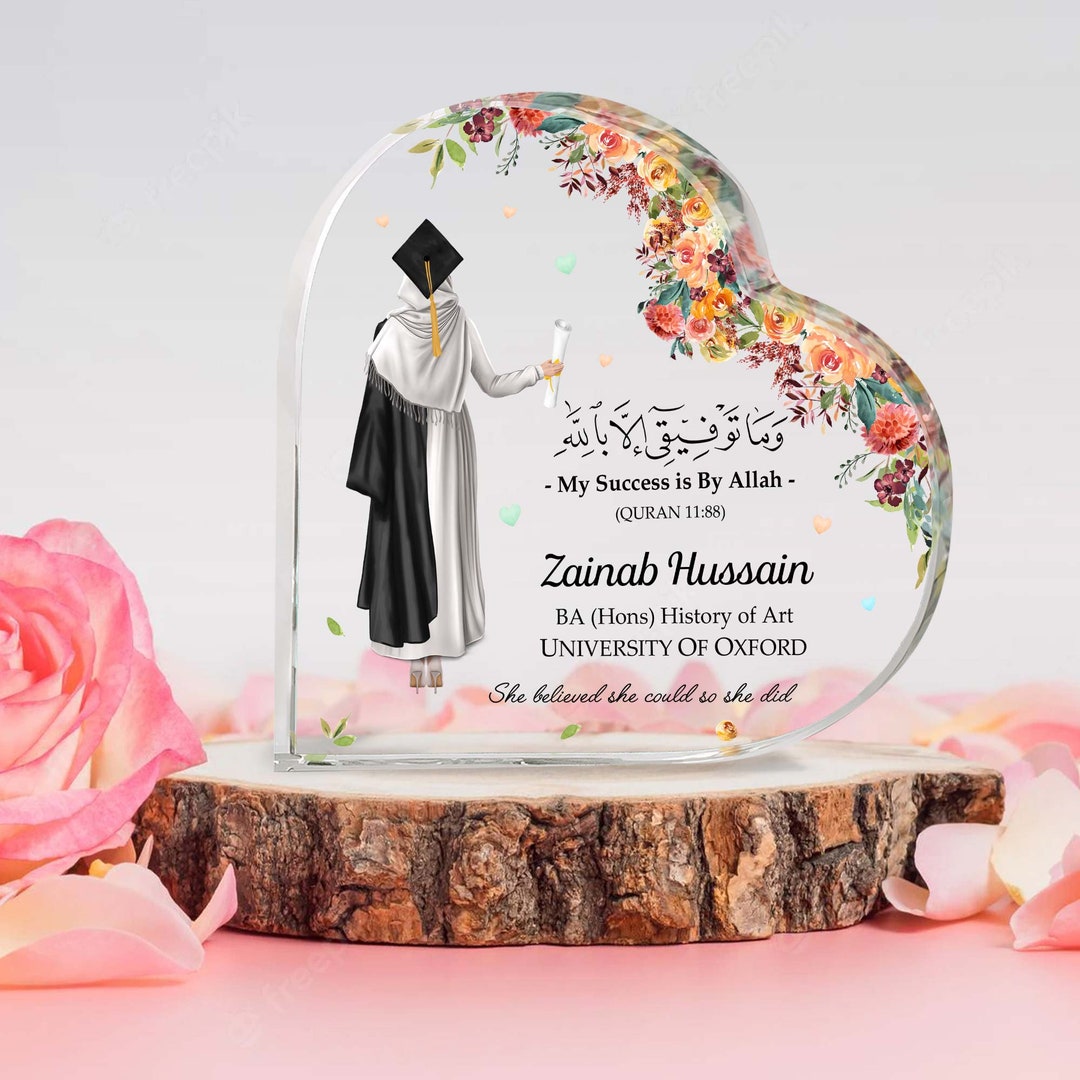 Personalized Muslim Graduation Print Heart Acrylic Plaque, Custom ...