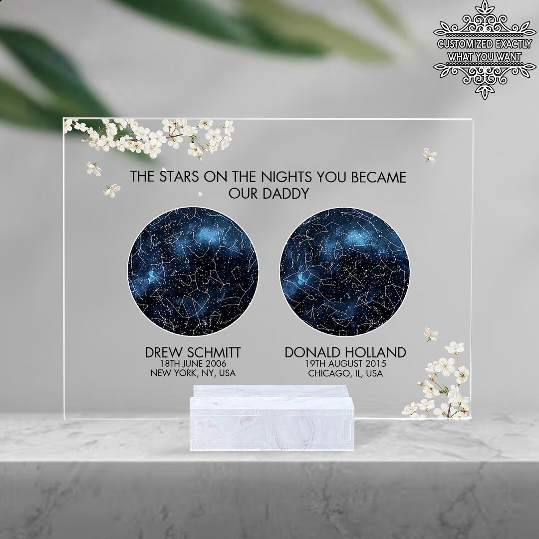 Custom Star Map Rectangle Plaque, Father's Day Gift From Daughter, Son ...