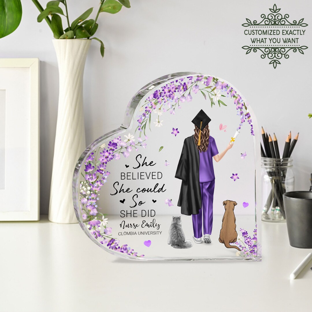 Personalized Veterinarian Graduation Print Heart Acrylic Plaque ...