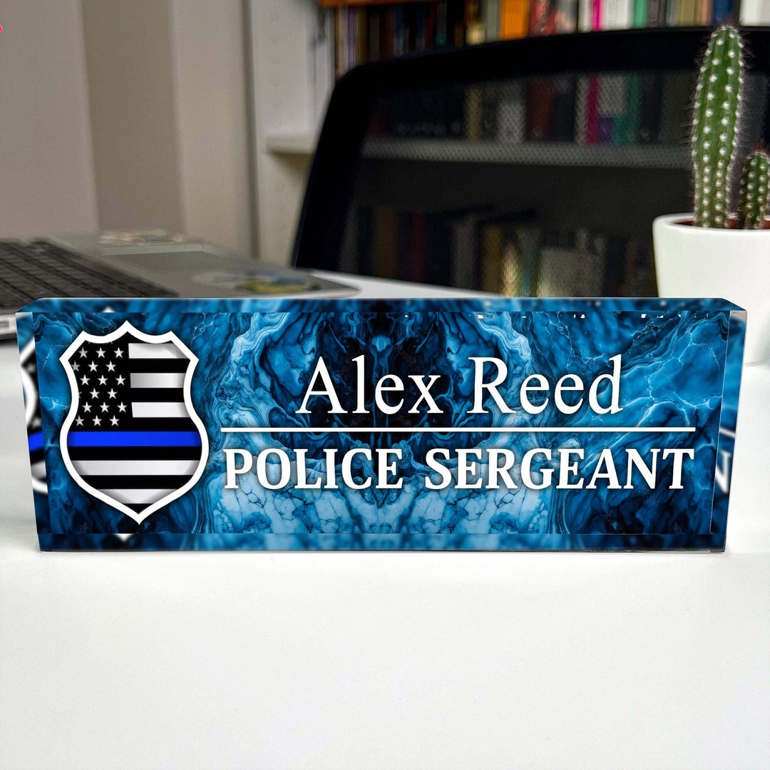 Personalized Police Officer Acrylic Office Desk Name Plate, Chief of ...