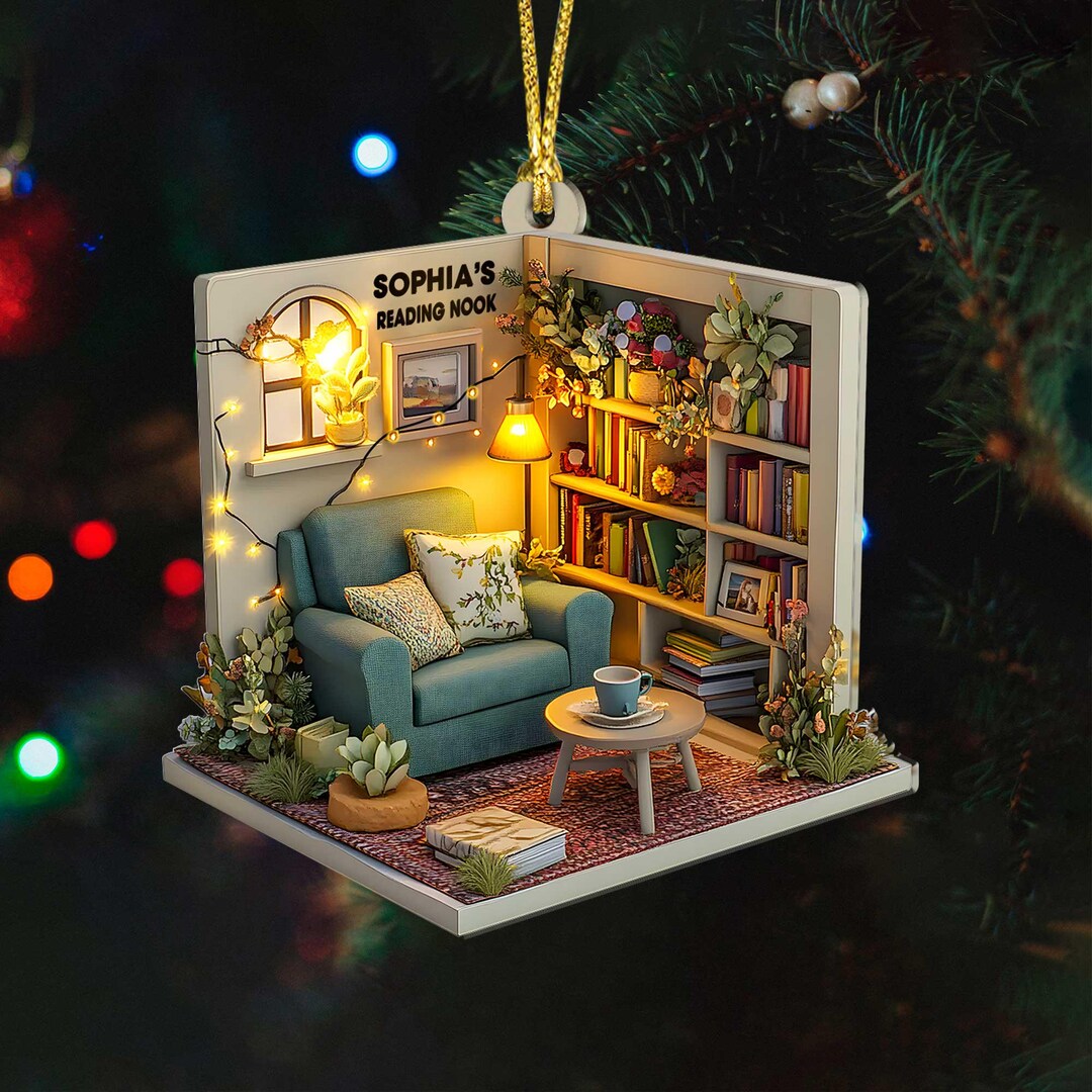 2D FLAT Personalized Dreamy Cozy Reading Nook 2D Flat Acrylic Ornament ...