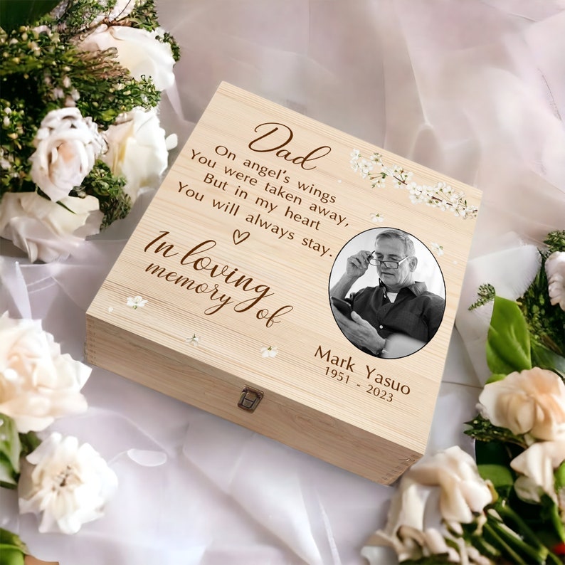 Personalized Memorial Memory Keepsake Box, Custom Keepsake Box for ...
