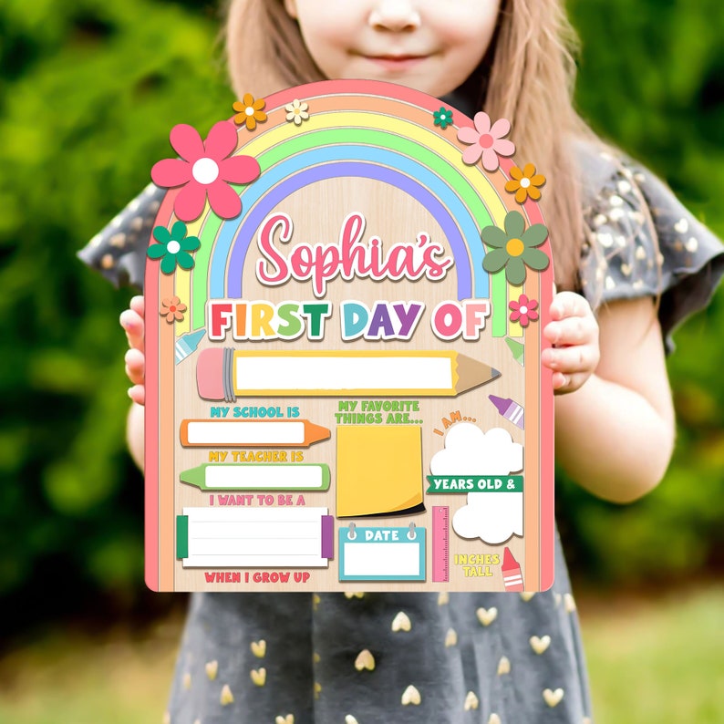 Personalized First & Last Day of School Wooden Reusable School Sign ...
