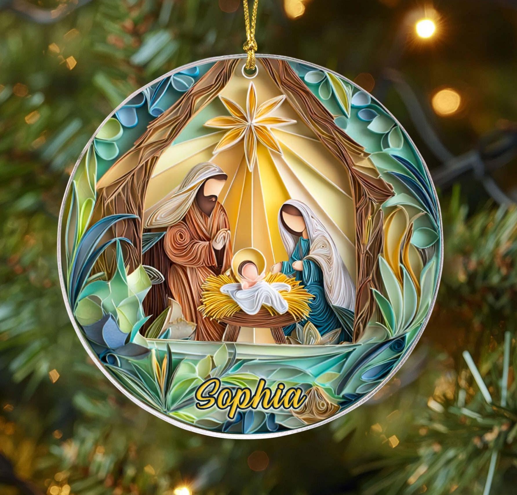 Custom 2D Flat Nativity Scene Christmas Acrylic Ornament, Custom Holy ...